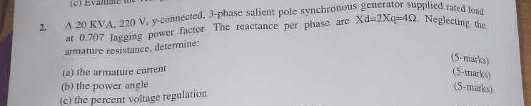 A 20 KVA, 220 V, y-connected, 3-phase | StudyX