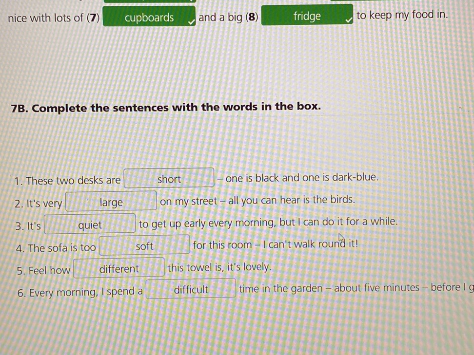 7B. Complete the sentences with the words in | StudyX