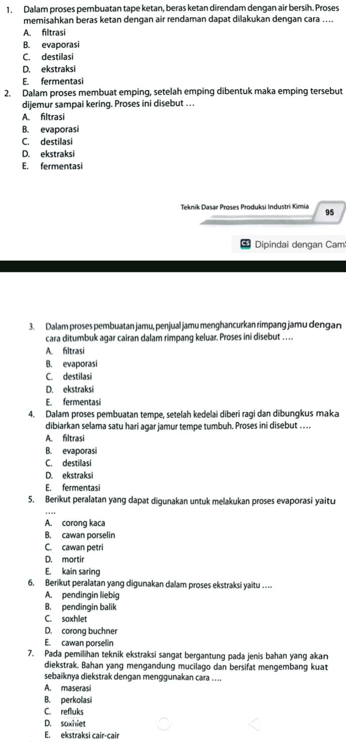 1. Dalam proses pembuatan tape ketan, beras | StudyX