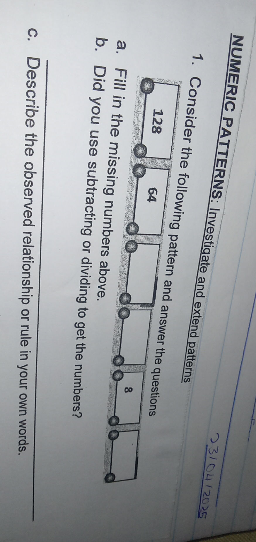 1. Consider the following pattern and answer | StudyX