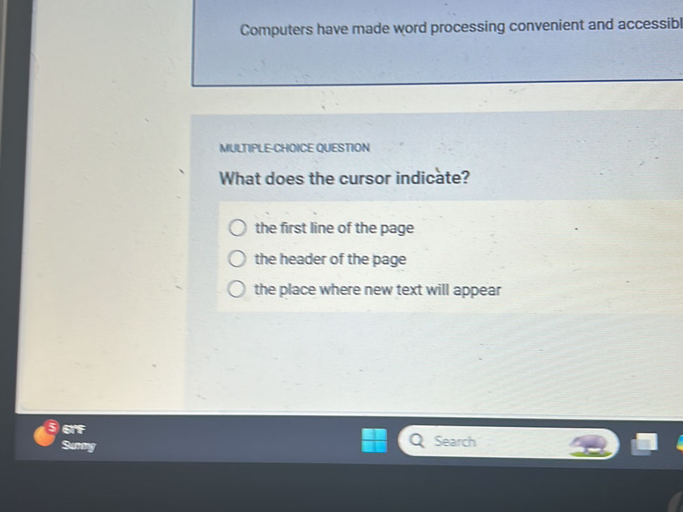 MULTIPLE-CHOICE QUESTION What does the | StudyX