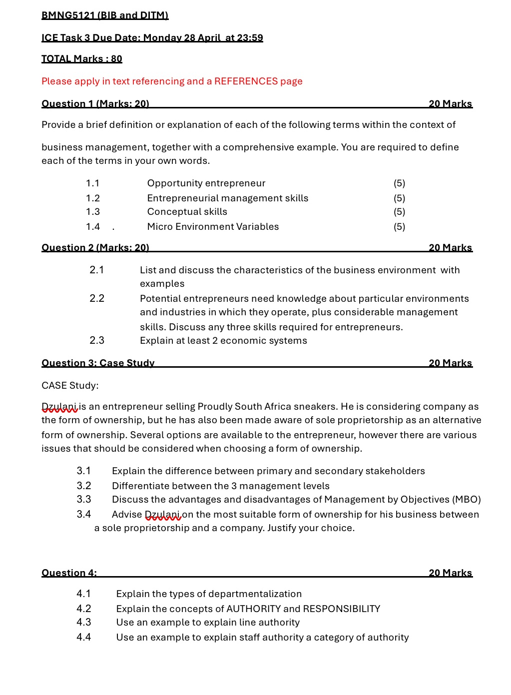Question 1 (Marks: 20) 20 Marks Provide a | StudyX
