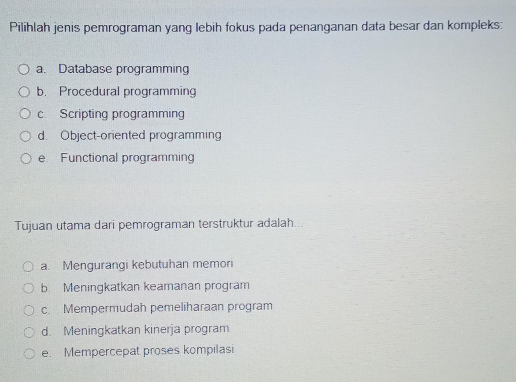 Pilihlah jenis pemrograman yang lebih fokus | StudyX