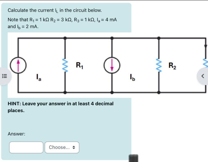 Calculate the current $I_L$ in the circuit | StudyX