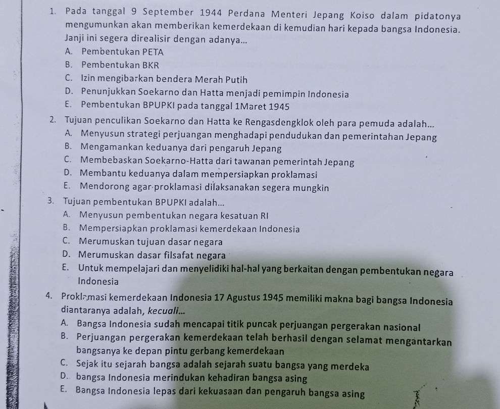 1. Pada tanggal 9 September 1944 Perdana | StudyX