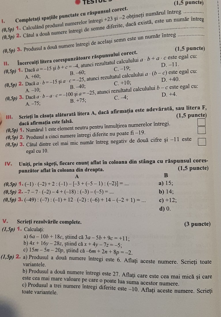 I. Completați spațiile punctate cu răspunsul | StudyX