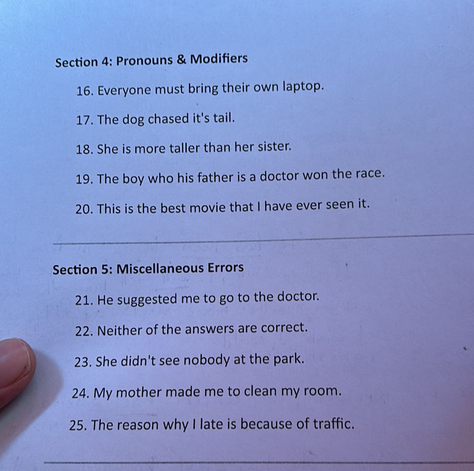 Section 4: Pronouns Modifiers 16. | StudyX