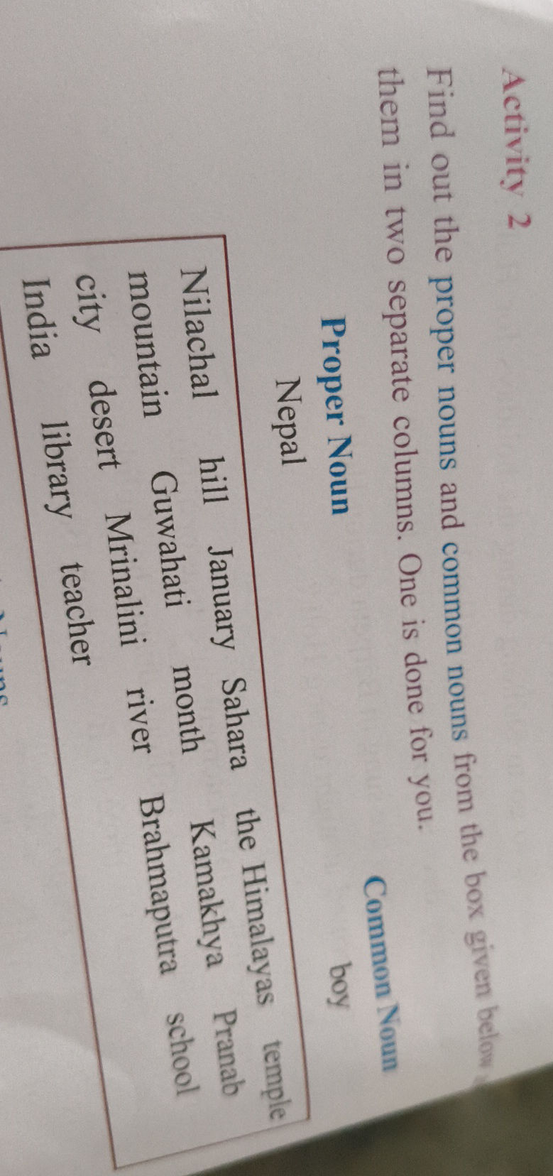 Find out the proper nouns and common nouns | StudyX