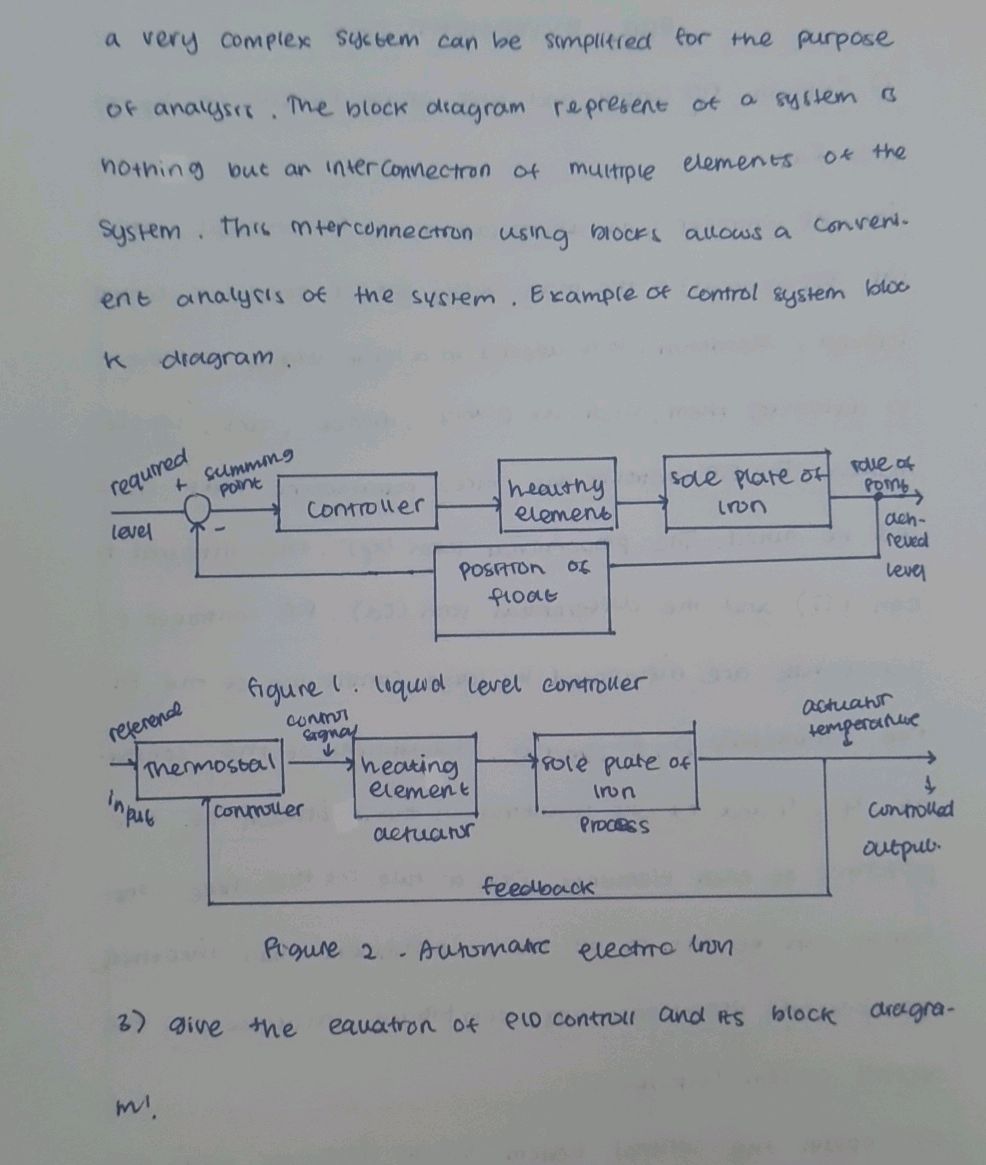 3) give the equation of PID control and its | StudyX