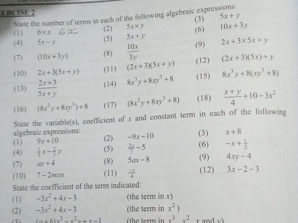 State the number of terms in each of the | StudyX