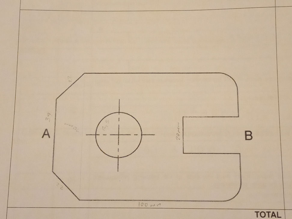 The image shows a 2D drawing of a mechanical | StudyX