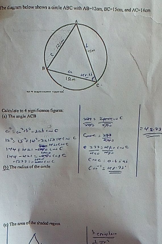 The diagram below shows a circle ABC with | StudyX