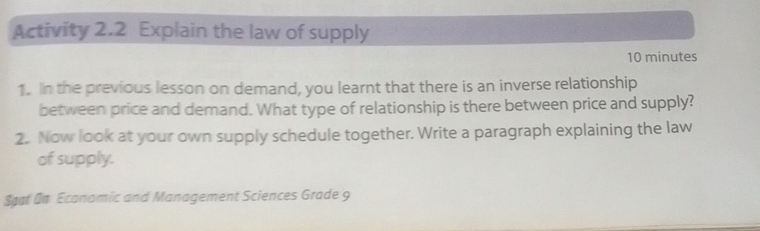 1. In the previous lesson on demand, you | StudyX