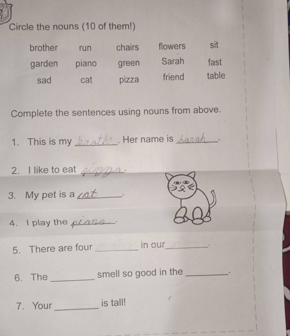 Circle the nouns (10 of them!) brother run | StudyX