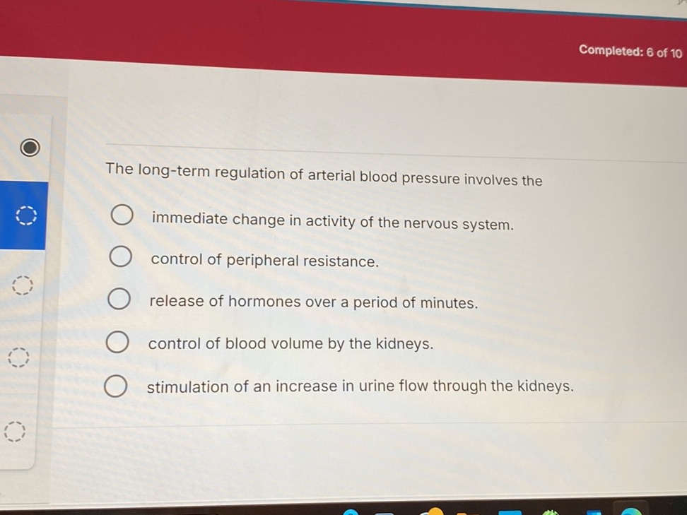The long-term regulation of arterial blood | StudyX