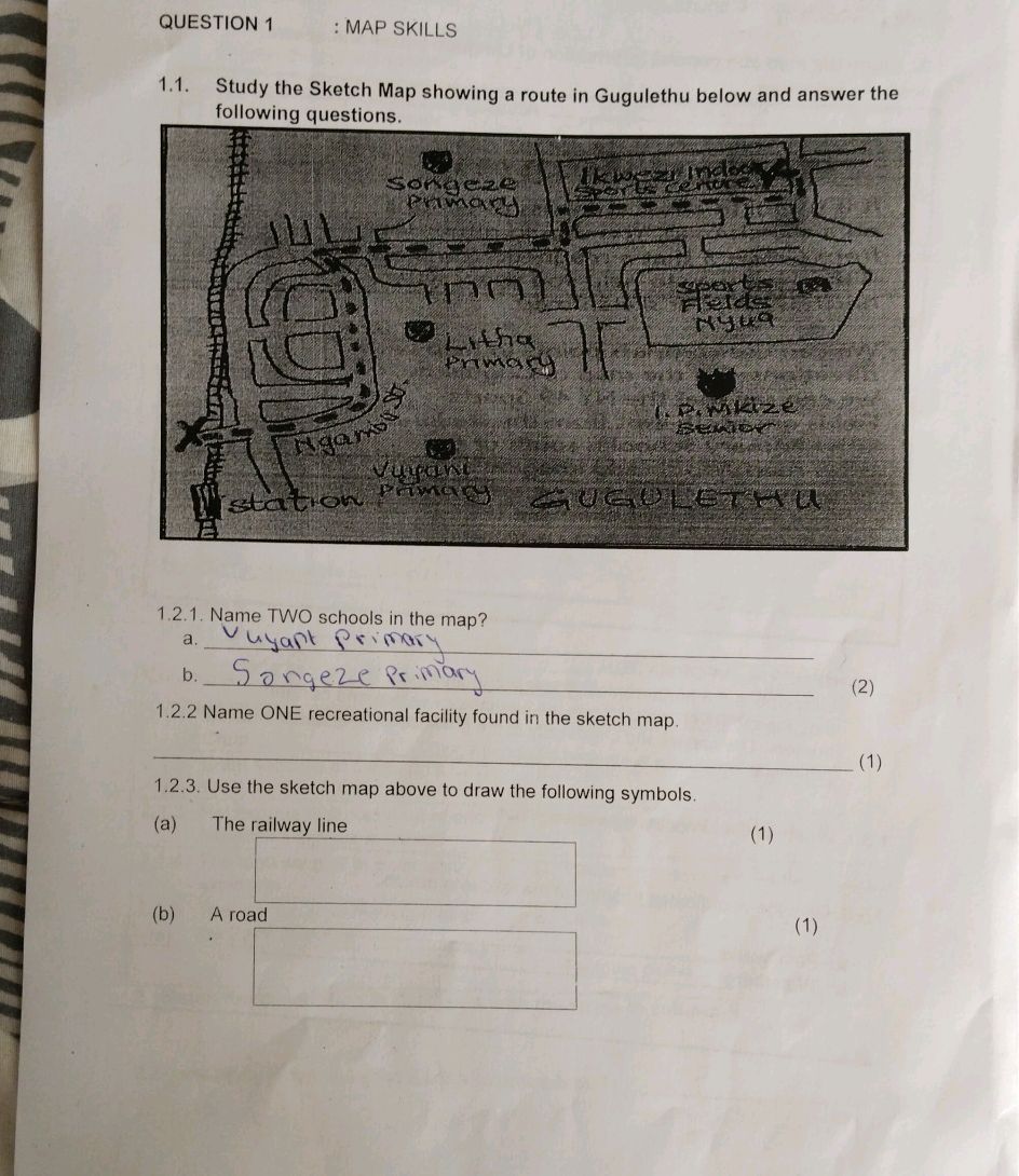 1.1. Study the Sketch Map showing a route in | StudyX