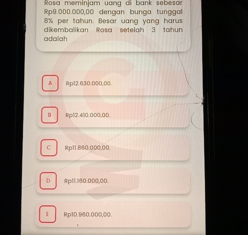 Rosa meminjam uang di bank sebesar | StudyX