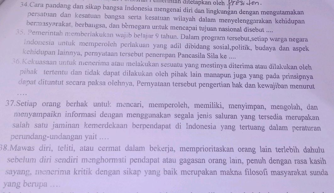 34. Cara pandang dan sikap bangsa Indonesia | StudyX