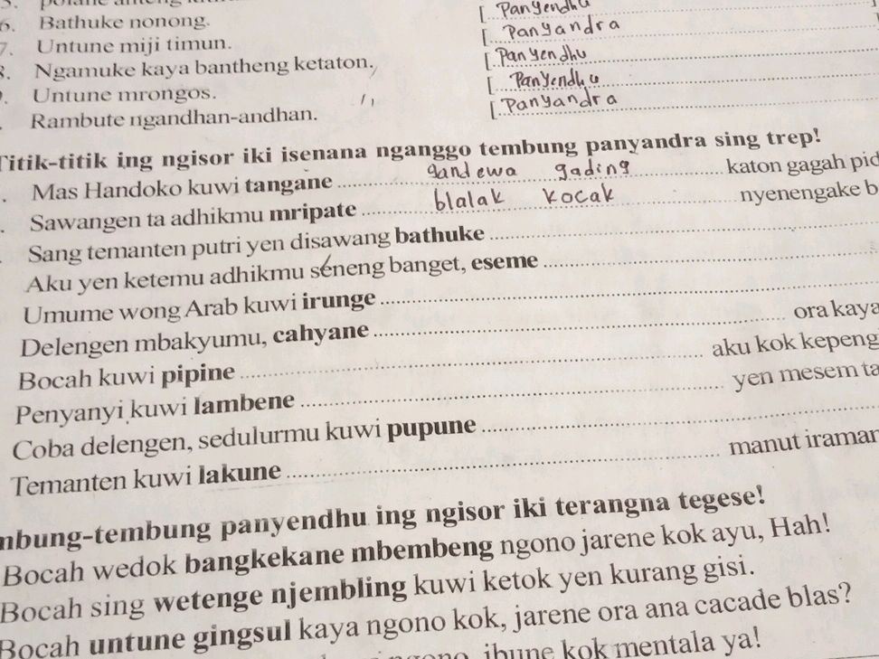 Titik-titik ing ngisor iki isenana nganggo | StudyX