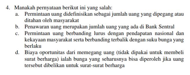 4. Manakah pernyataan berikut ini yang | StudyX