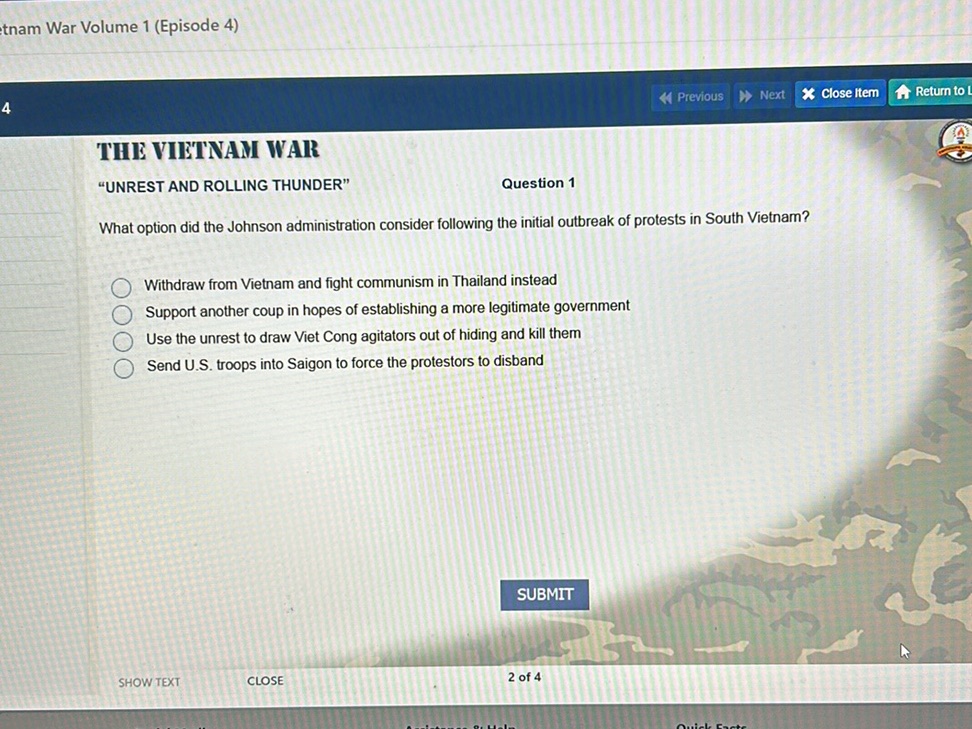 tnam War Volume 1 (Episode 4) Previous Next | StudyX