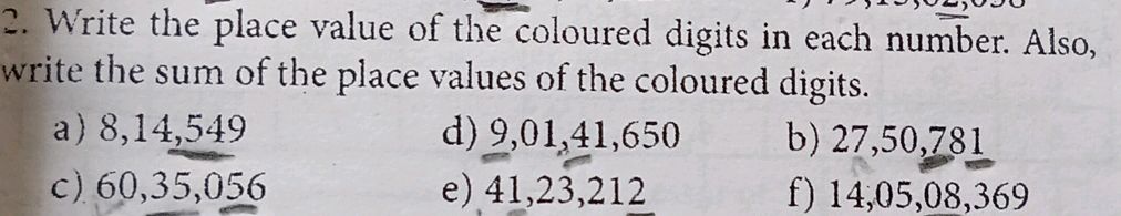2. Write the place value of the coloured | StudyX