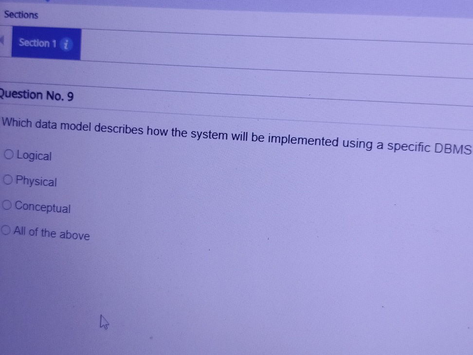 Question No. 9 Which data model describes | StudyX