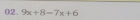 Solving Linear Equations: $9x + 8 = 7x + 6$