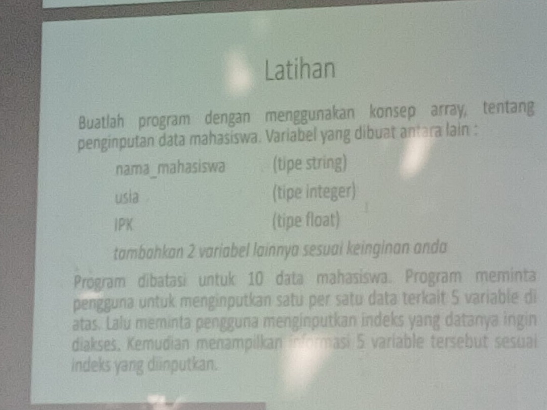 Buatlah program dengan menggunakan konsep | StudyX