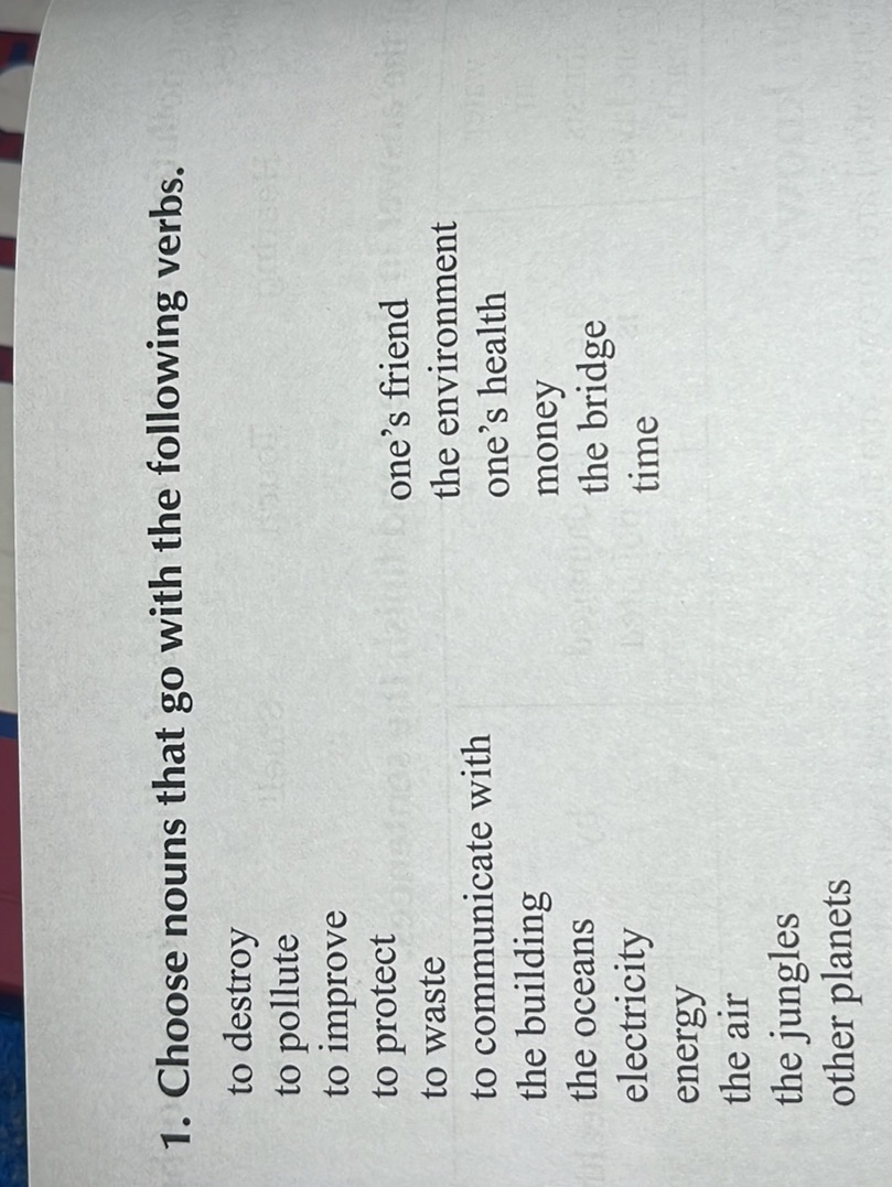 1. Choose nouns that go with the following | StudyX