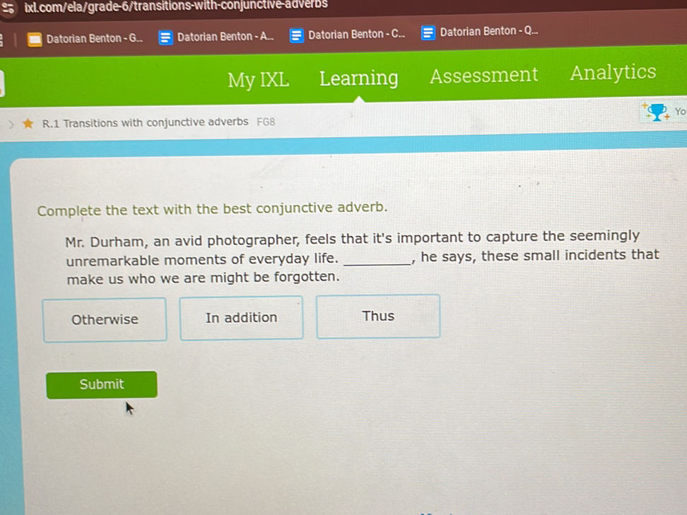 Complete the text with the best conjunctive