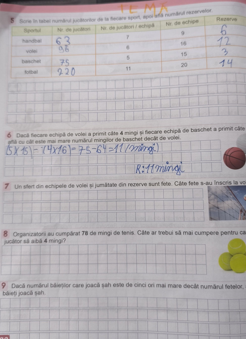 5. Scrie în tabel numărul jucătorilor de la | StudyX