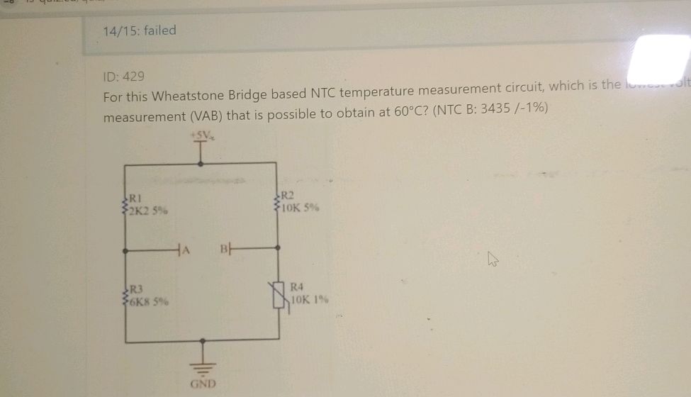 For this Wheatstone Bridge based NTC | StudyX