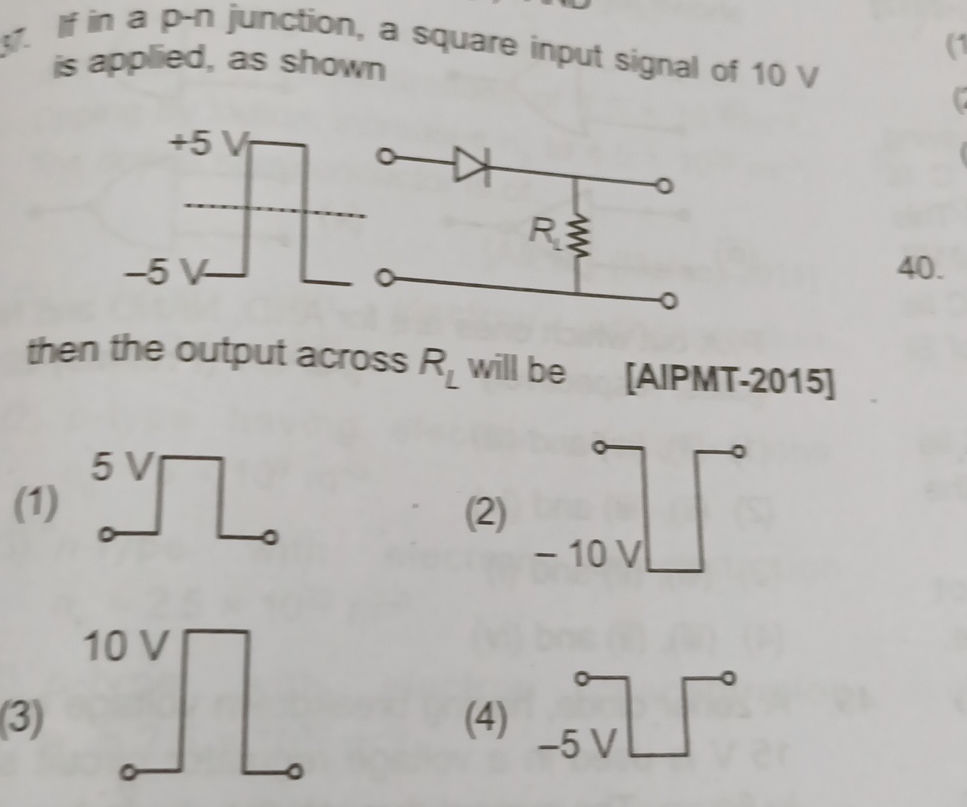 If in a p-n junction, a square input signal | StudyX