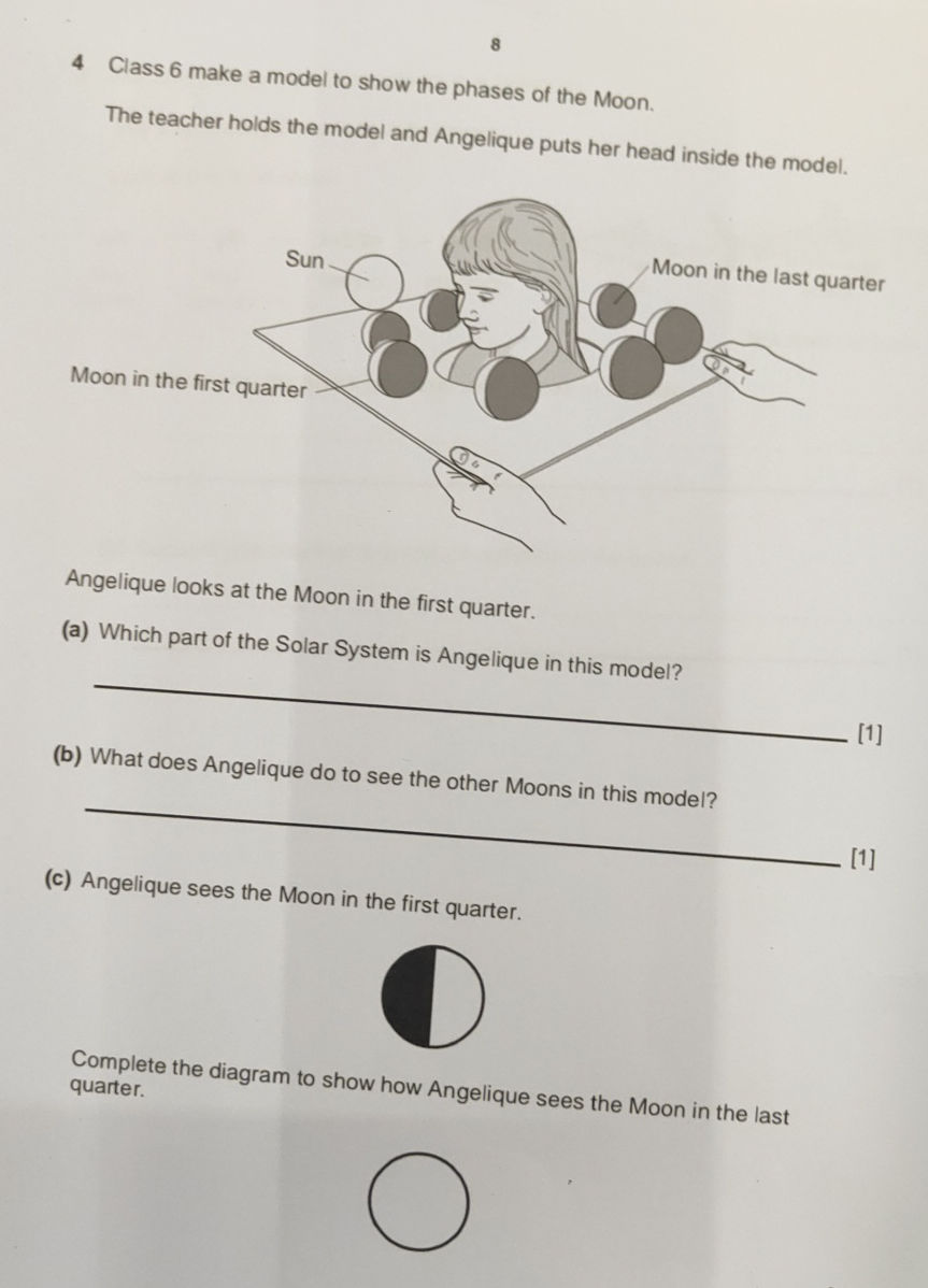 4 Class 6 make a model to show the phases of | StudyX
