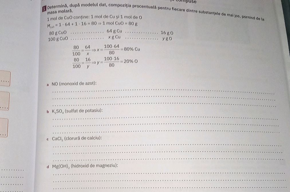 Determină, după modelul dat, compoziţia | StudyX