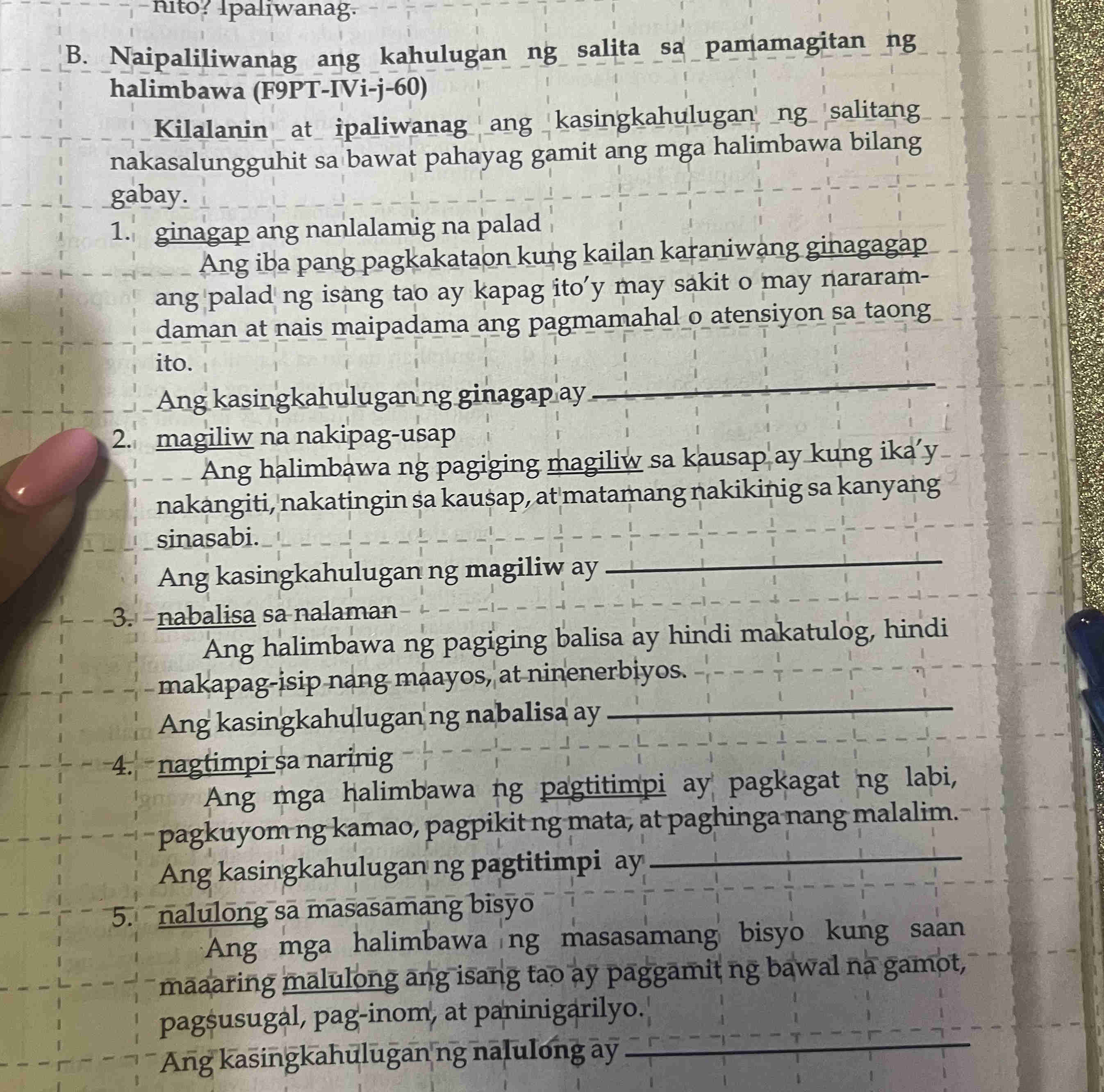 B. Naipaliliwanag ang kahulugan ng salita sa | StudyX