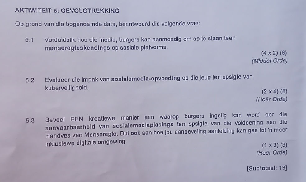 5.1 Verduidelik hoe dle media, burgers kan | StudyX