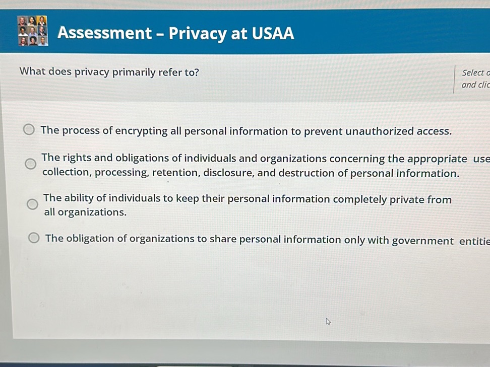 What does privacy primarily refer to? The | StudyX