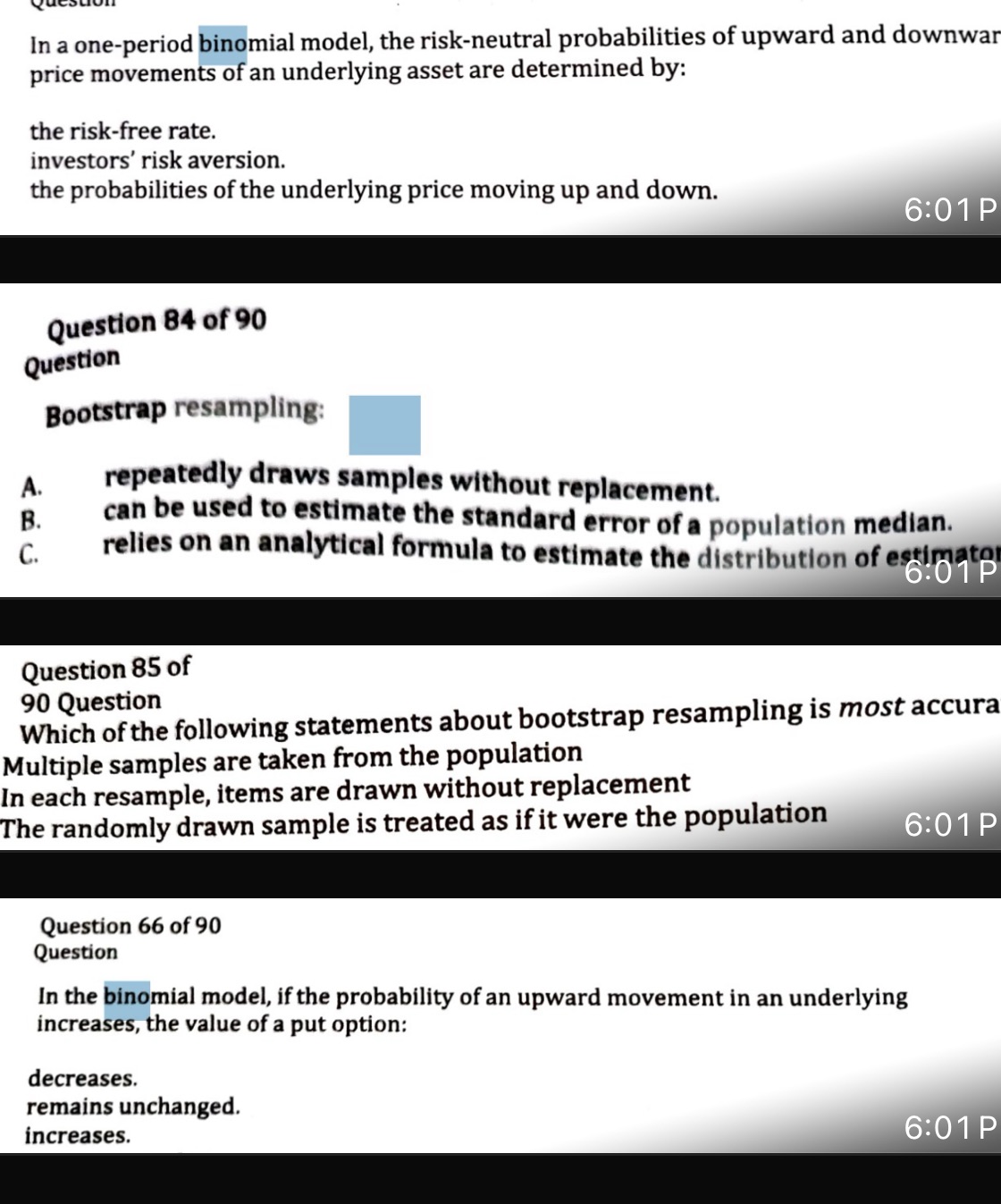 In a one-period binomial model, the | StudyX