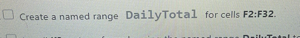 Create a named range `DailyTotal1` for cells | StudyX