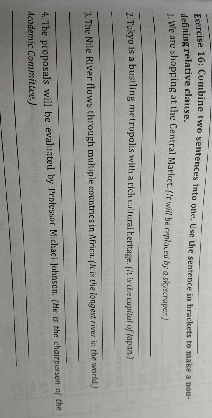 Exercise 16: Combine two sentences into one. | StudyX