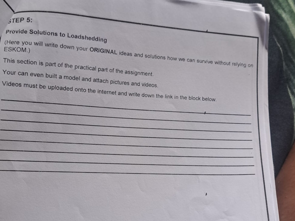 STEP 5: Provide Solutions to Loadshedding | StudyX