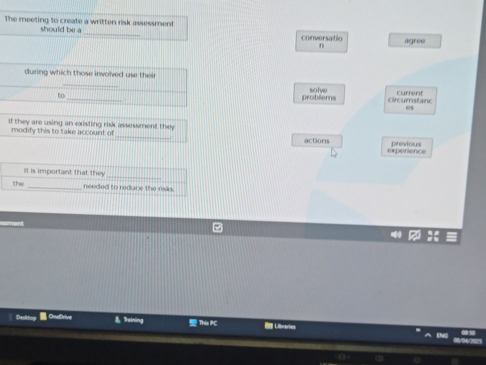 The meeting to create a written risk | StudyX