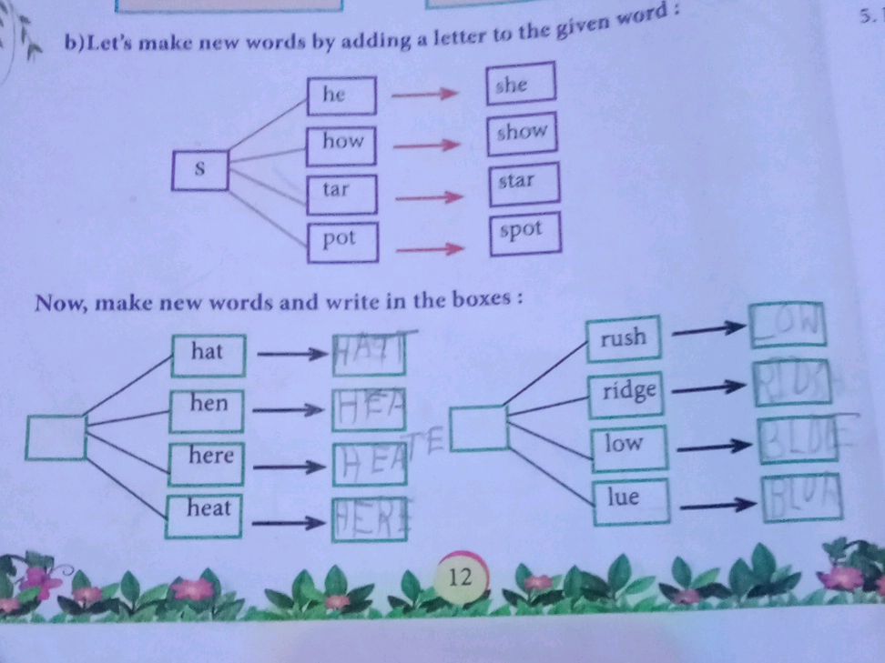 b) Let's make new words by adding a letter | StudyX