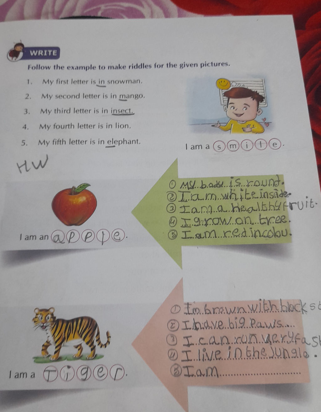 Follow the example to make riddles for the | StudyX