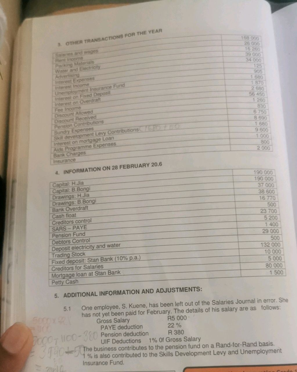 5. ADDITIONAL INFORMATION AND ADJUSTMENTS: | StudyX