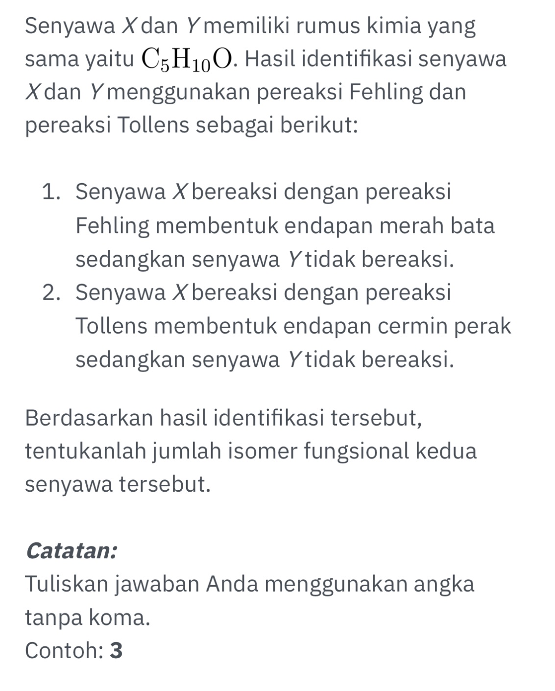 Senyawa X dan Y memiliki rumus kimia yang | StudyX