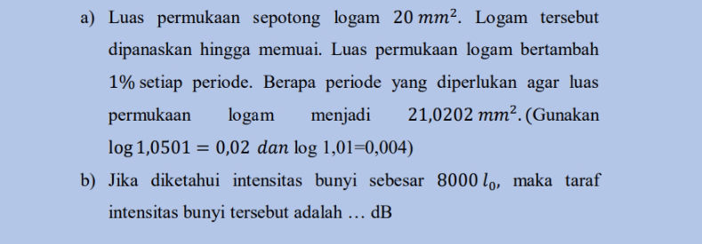 a) Luas permukaan sepotong logam 20 $mm^2$. | StudyX