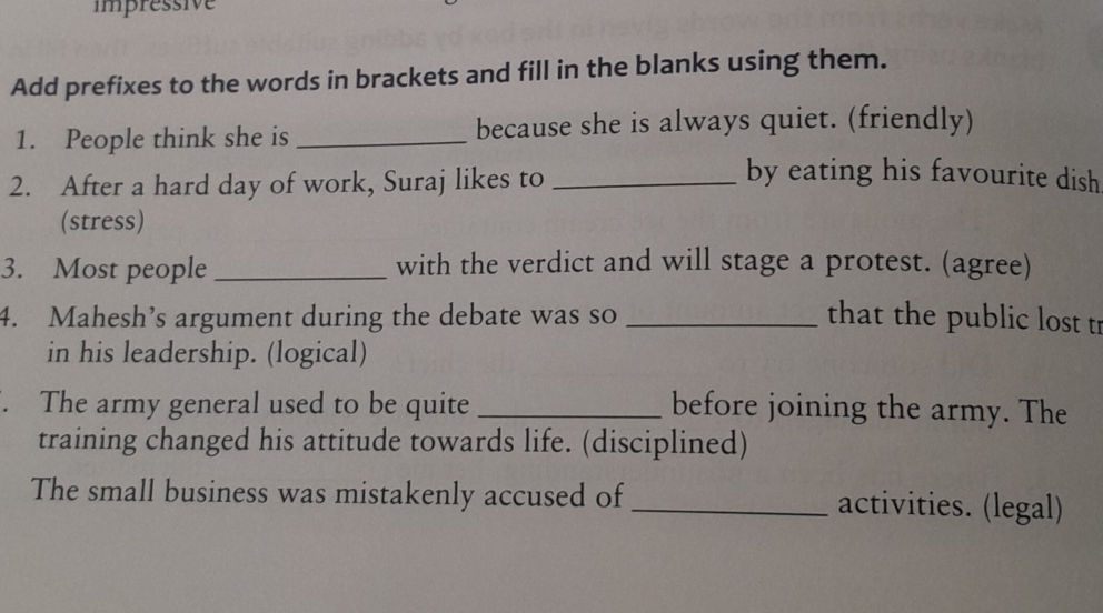 Add prefixes to the words in brackets and | StudyX
